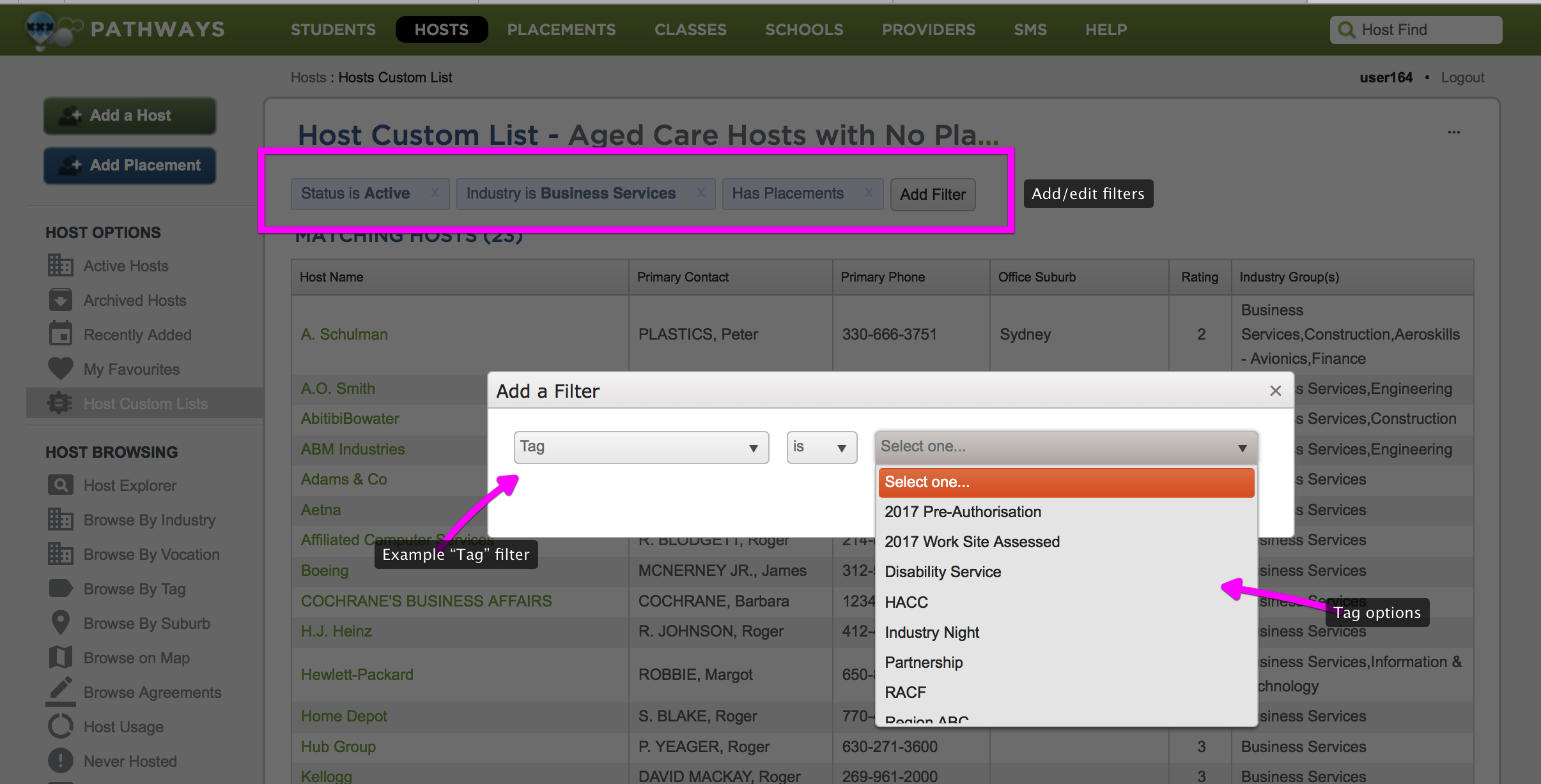 Host Custom Lists – Pathways