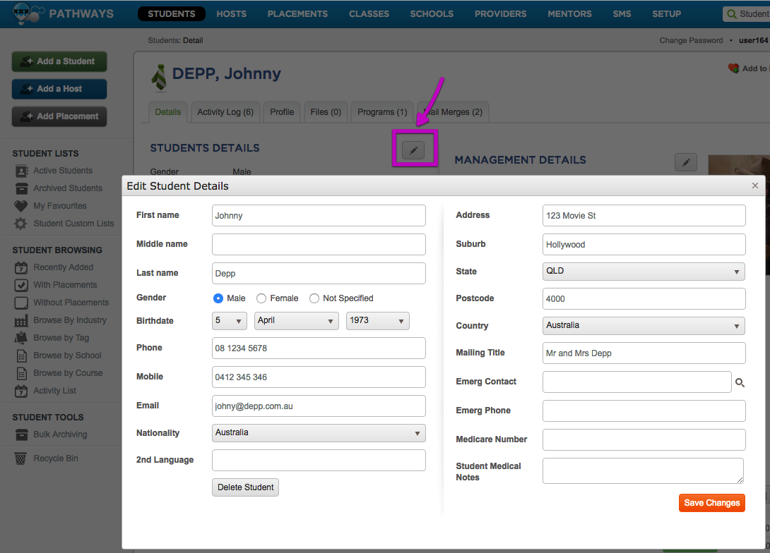 Student Core Details – Pathways